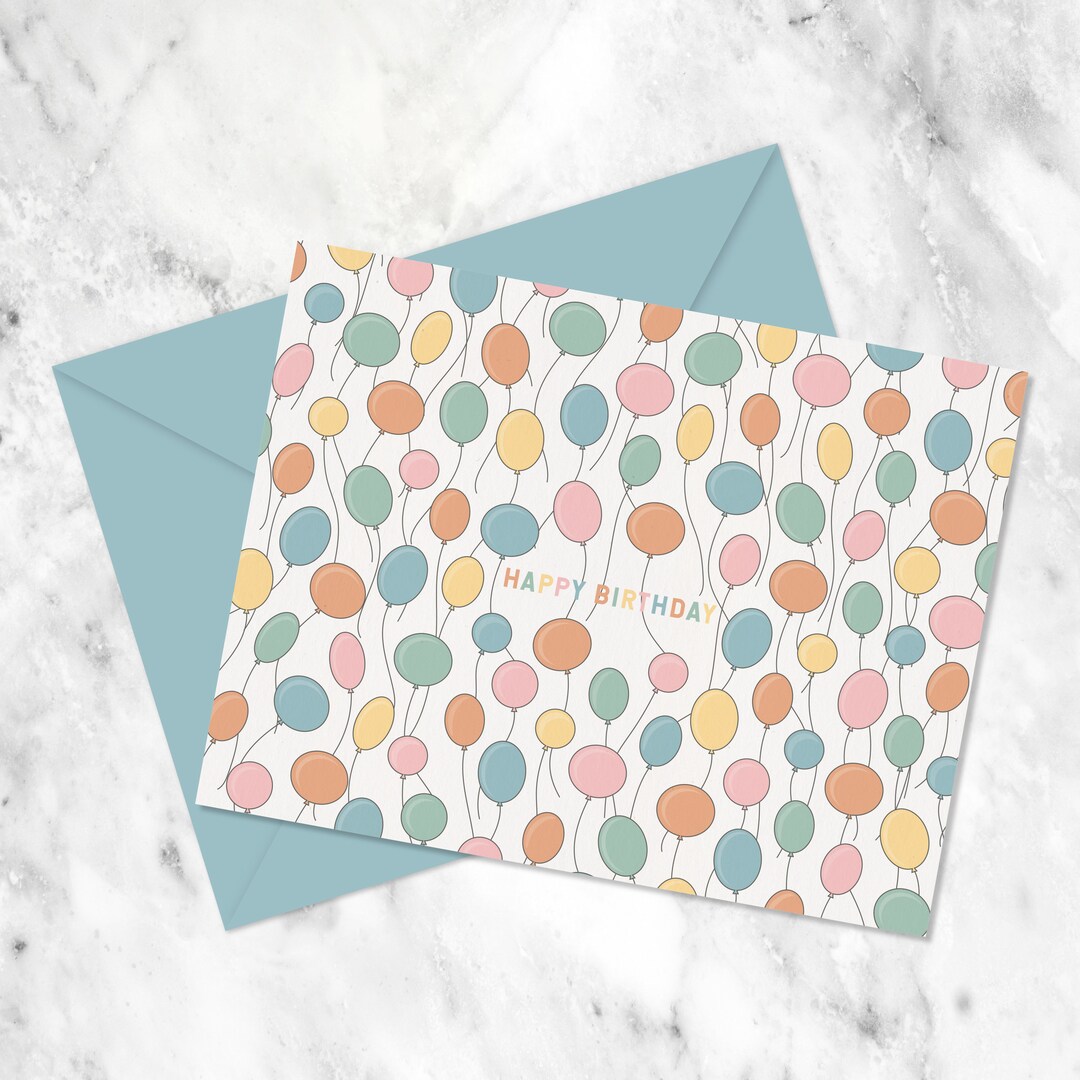 Balloons Printable Birthday Card Instant Download - Etsy