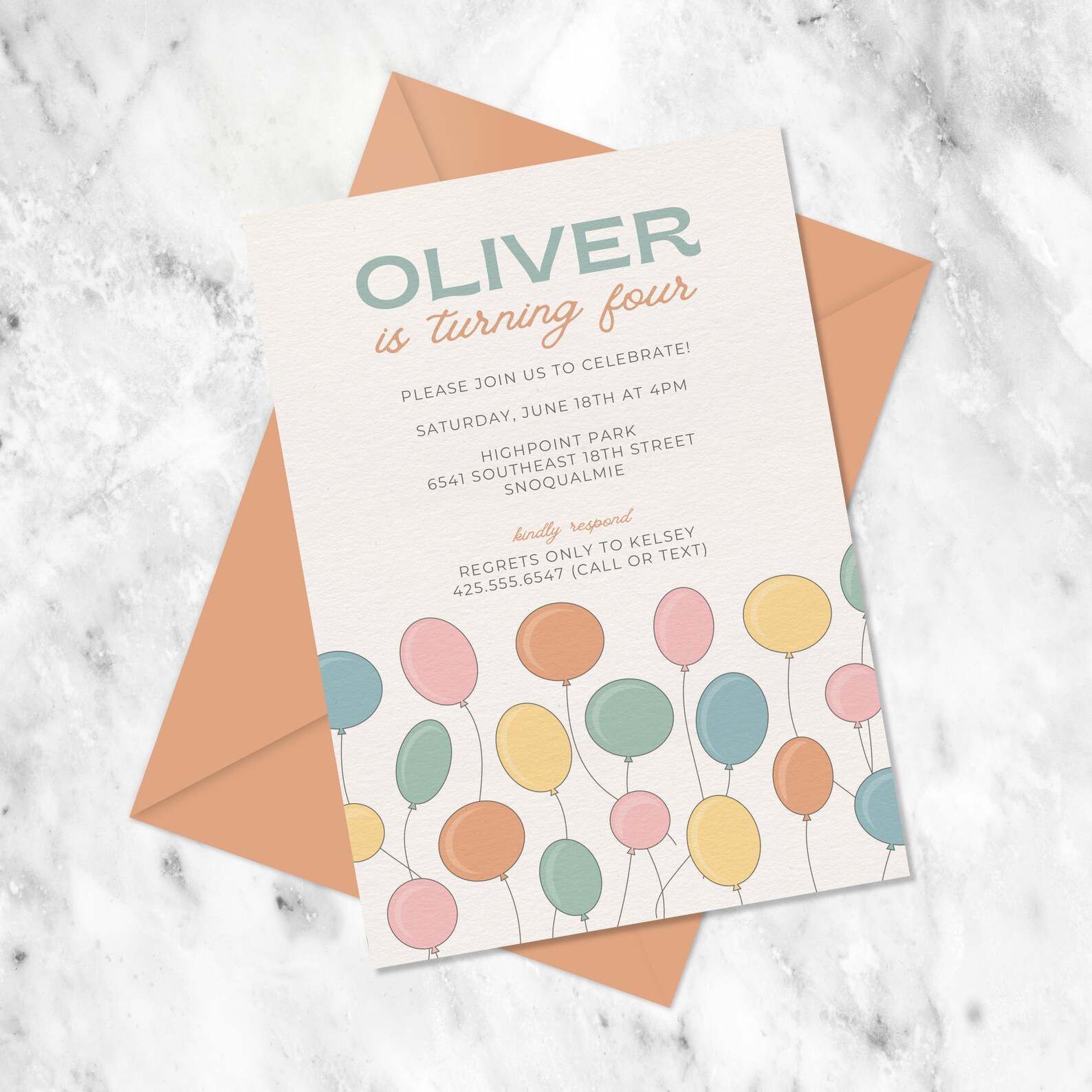 Balloons Birthday Party Invitation Template | Customizable Canva ...