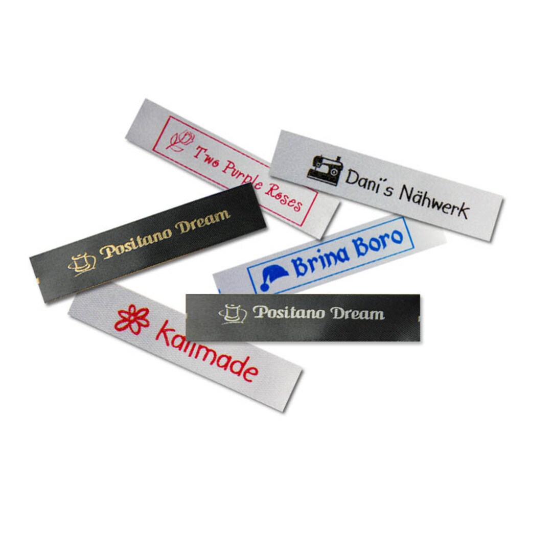 Printed Textile Labels Labels Personalized + Symbol, 7.0 X 1.5 Cm White ...