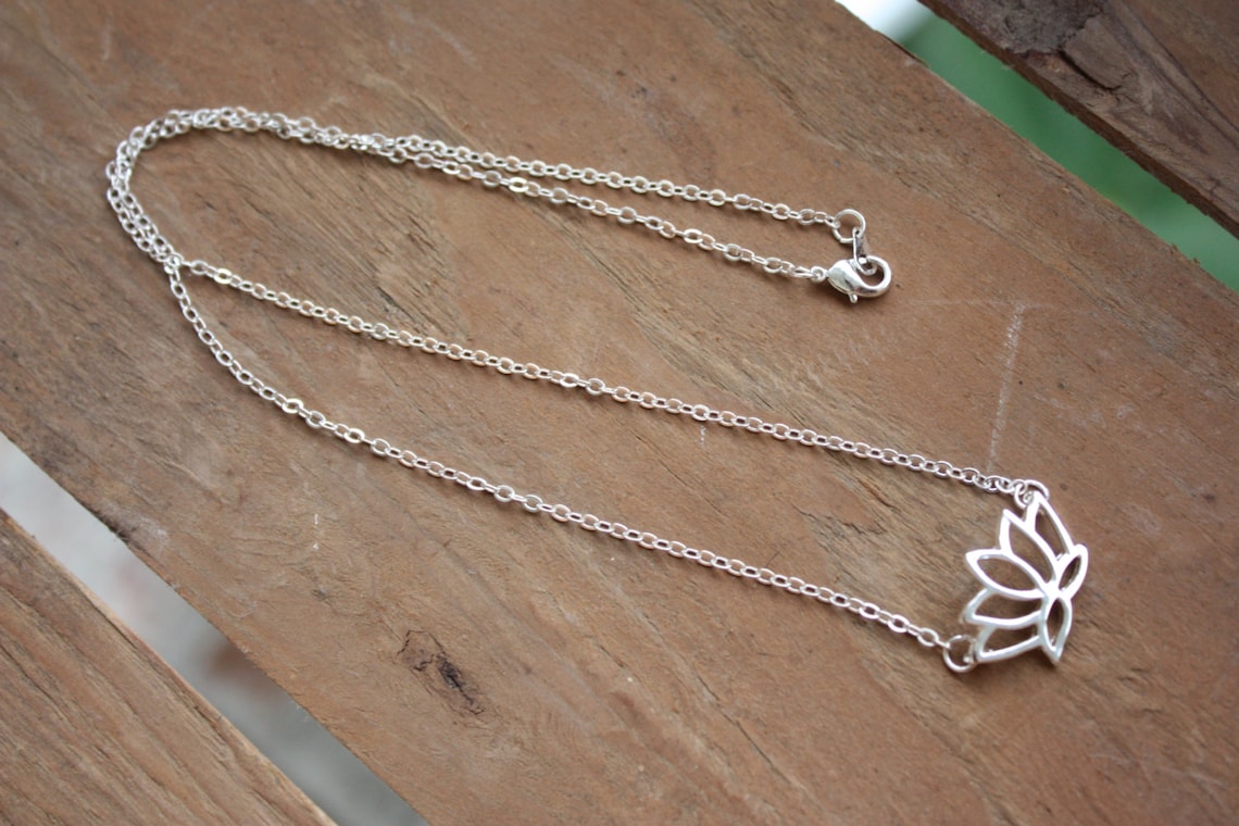 Silver Lotus Necklace, Bridesmaid Gift, Wedding Gift, Lotus Jewelry ...