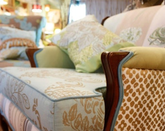 Upholstered Vintage Chair Upcycled and Repurposed in Slate | Etsy