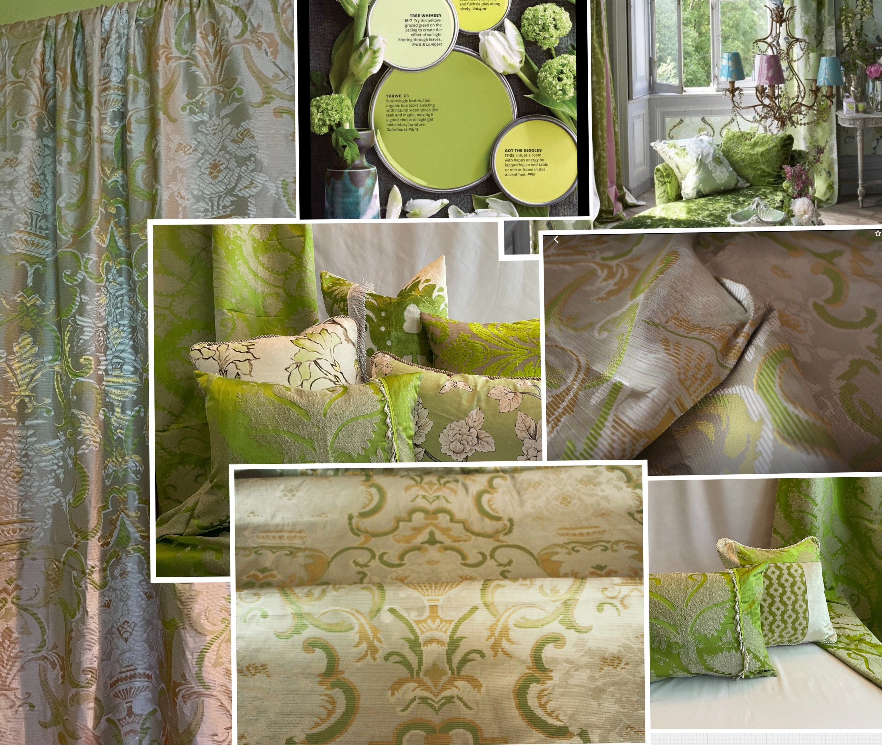 Designers Guild delicourt Custom Made Curtains-roman Blinds in Green ...