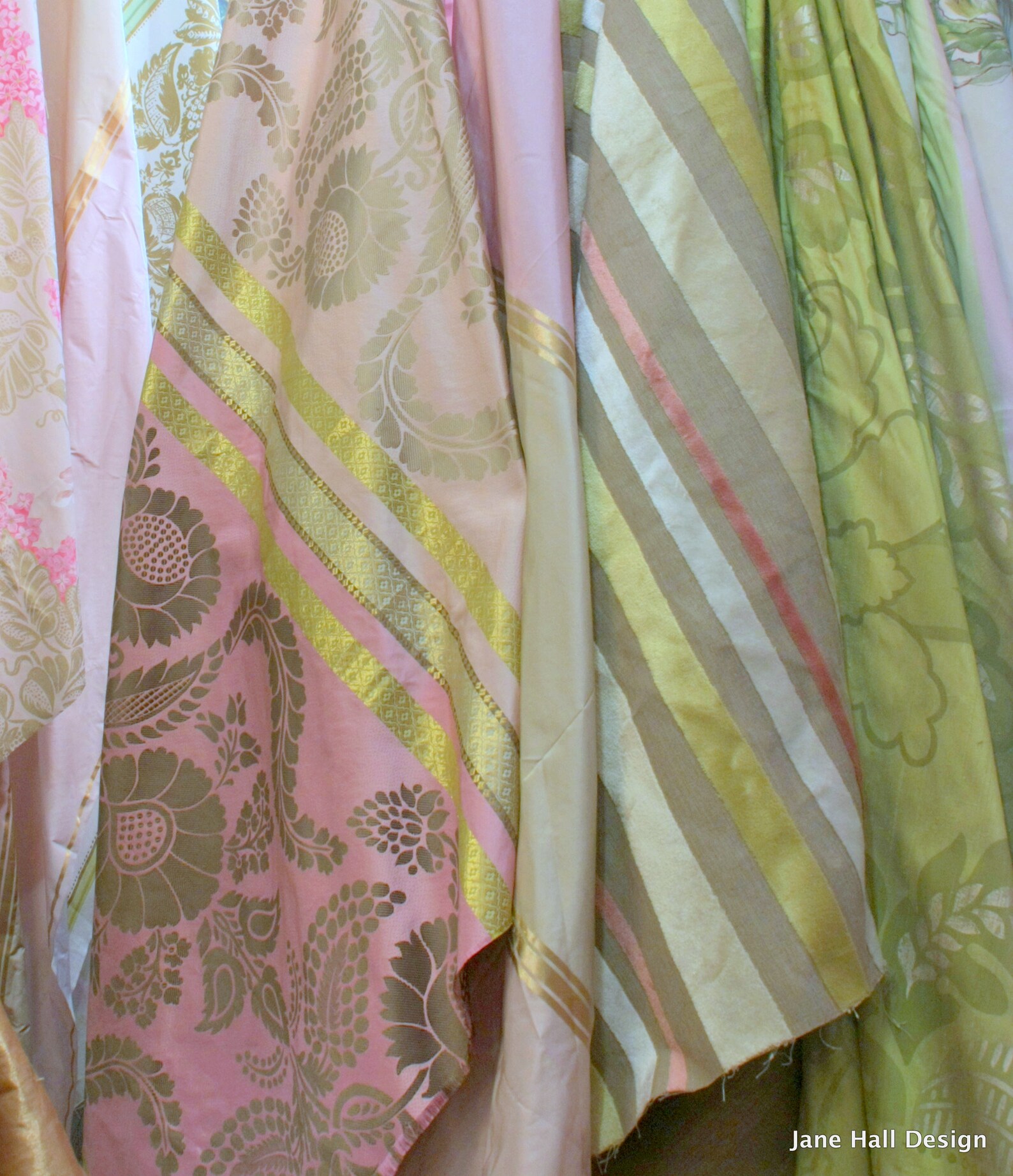 Designers Guild Fabricspink and Gold Striped Silk Curtain - Etsy