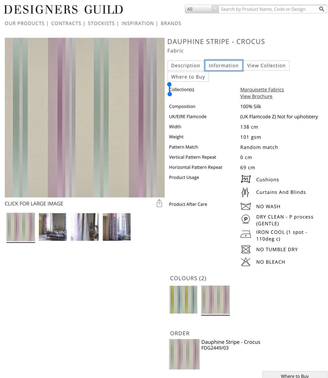 Designers Guild Fabrics dauphine Cream Pink and Green Silk - Etsy