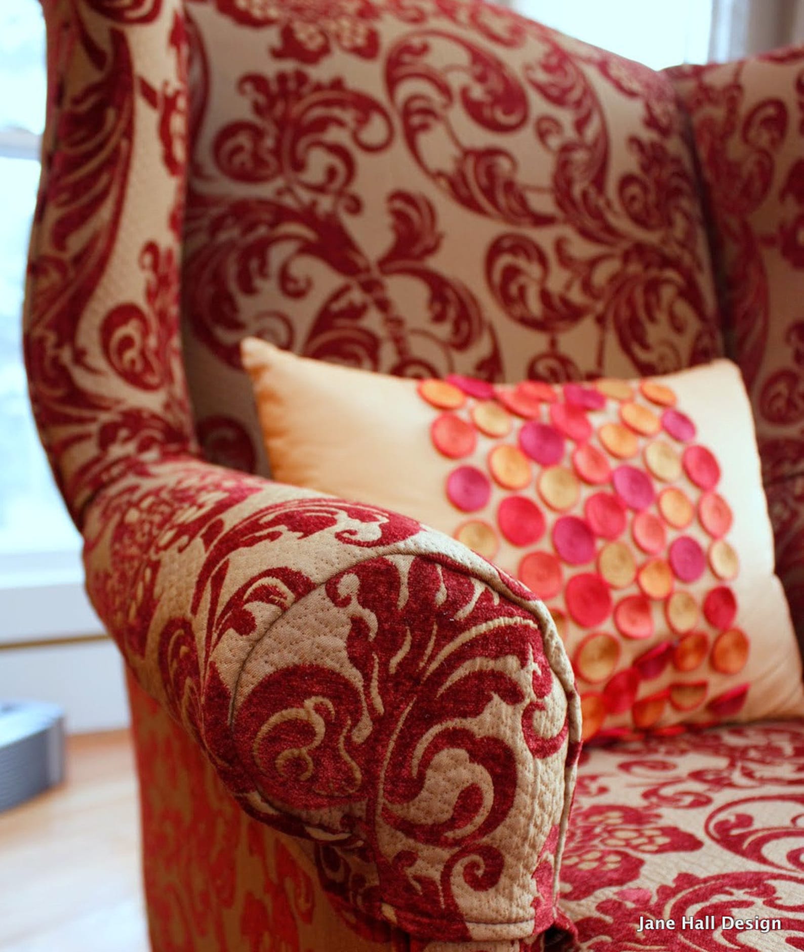 Upcycled Upholstered Wing Chair Bohemian Style Red Chenille - Etsy