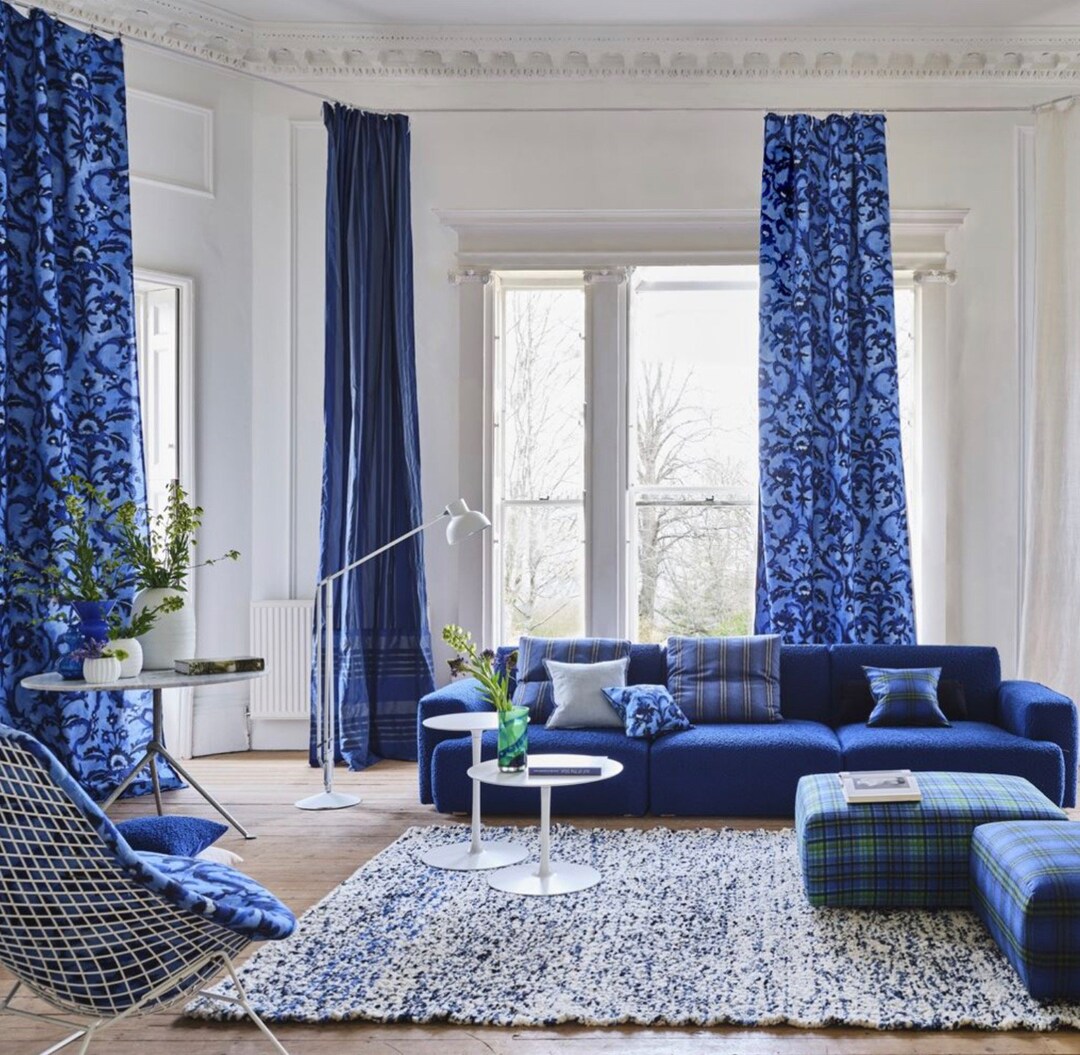 Designers Guild Fabric, "guerbois COBALT”, Linen- Viscose-damask ...