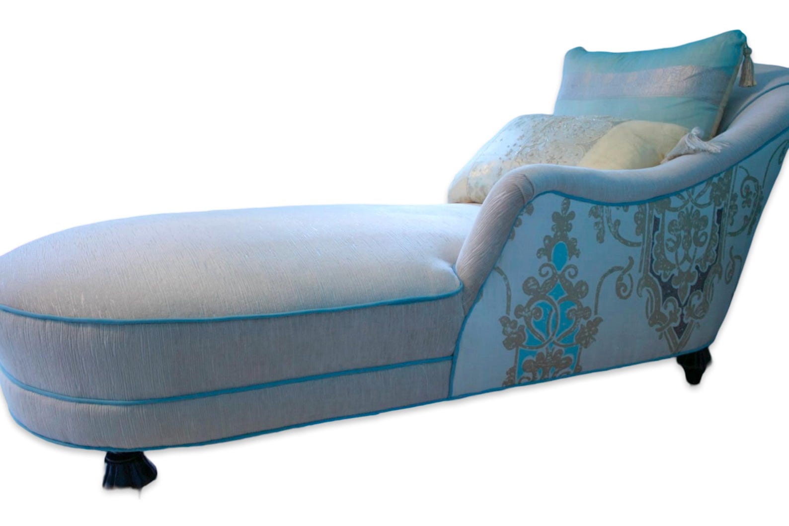 Upcycled, Upholstered- 1940's Chaise Lounge- Aqua Blue- Beige ...