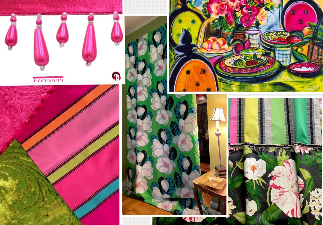 Curtain Panels-roman Blinds, designers Guild-flamingo Park Jade Lime ...