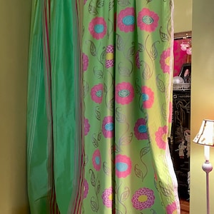 Curtain Panels- Roman Blinds, Designers Guild- Lime Green- Pink Silk ...