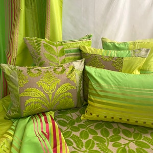 Curtain Panels- Roman Blinds, Designers Guild- Lime Green- Pink Silk ...