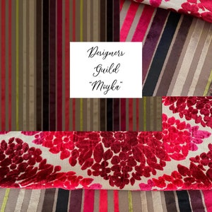 Designers Guild Mokya Striped Velvet Upholstery Fabric - Red & Brown - Etsy