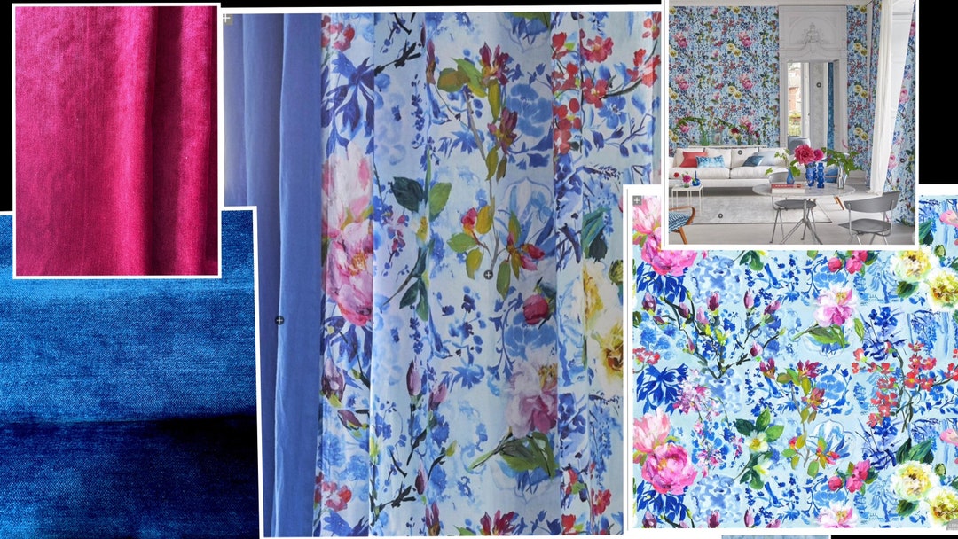 Designers Guild majolica Cornflower Custom Curtains Roman Blinds in ...