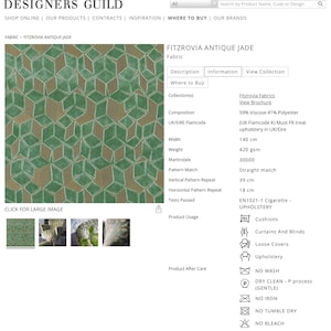Designers Guild Fabric-"fitzrovia-antique Jade" Cut Velvet, Upholstery ...