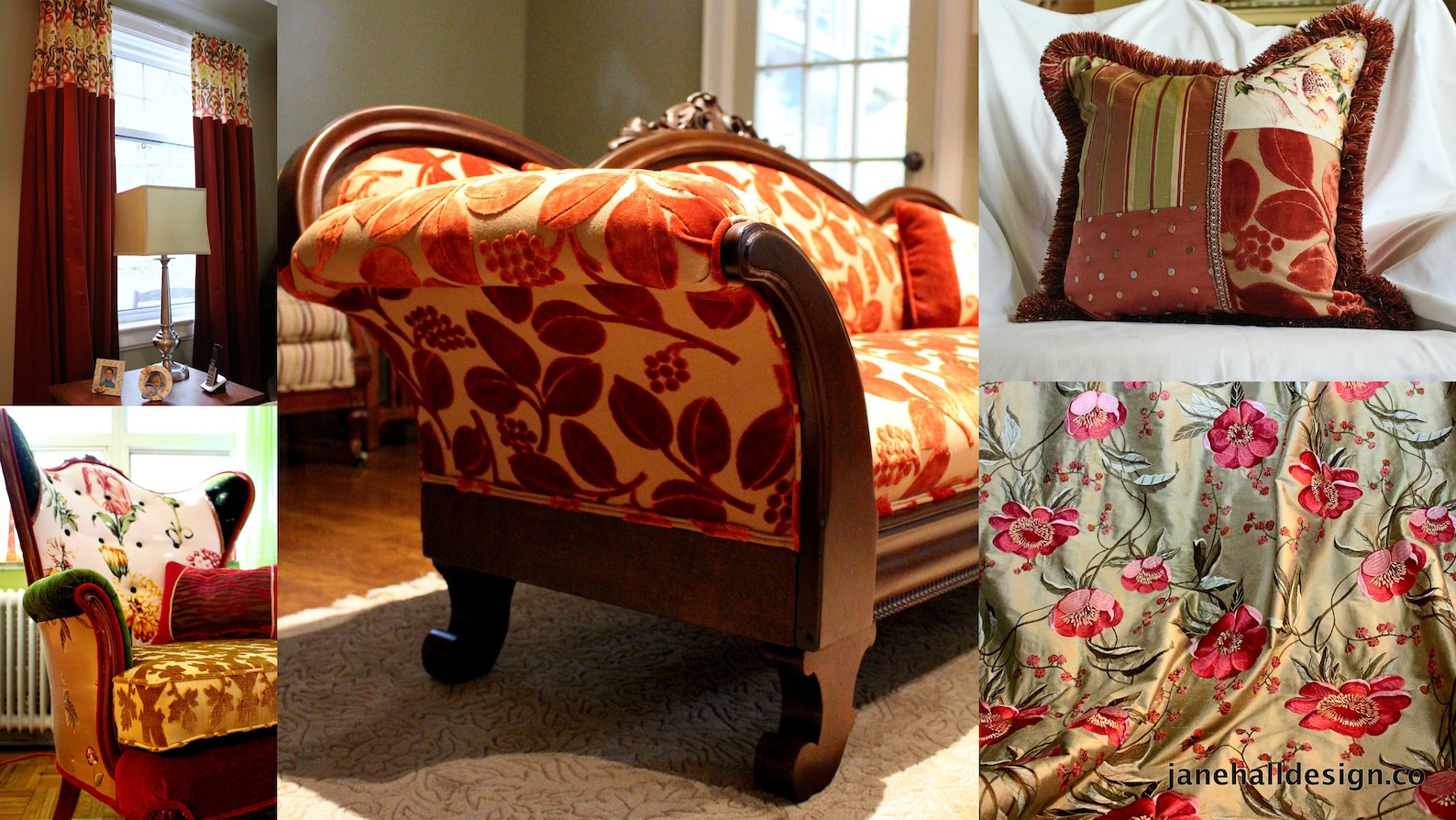 Upcycled-antique Victorian- Upholstered Sofa- Terra Cotta- Cut Velvet ...