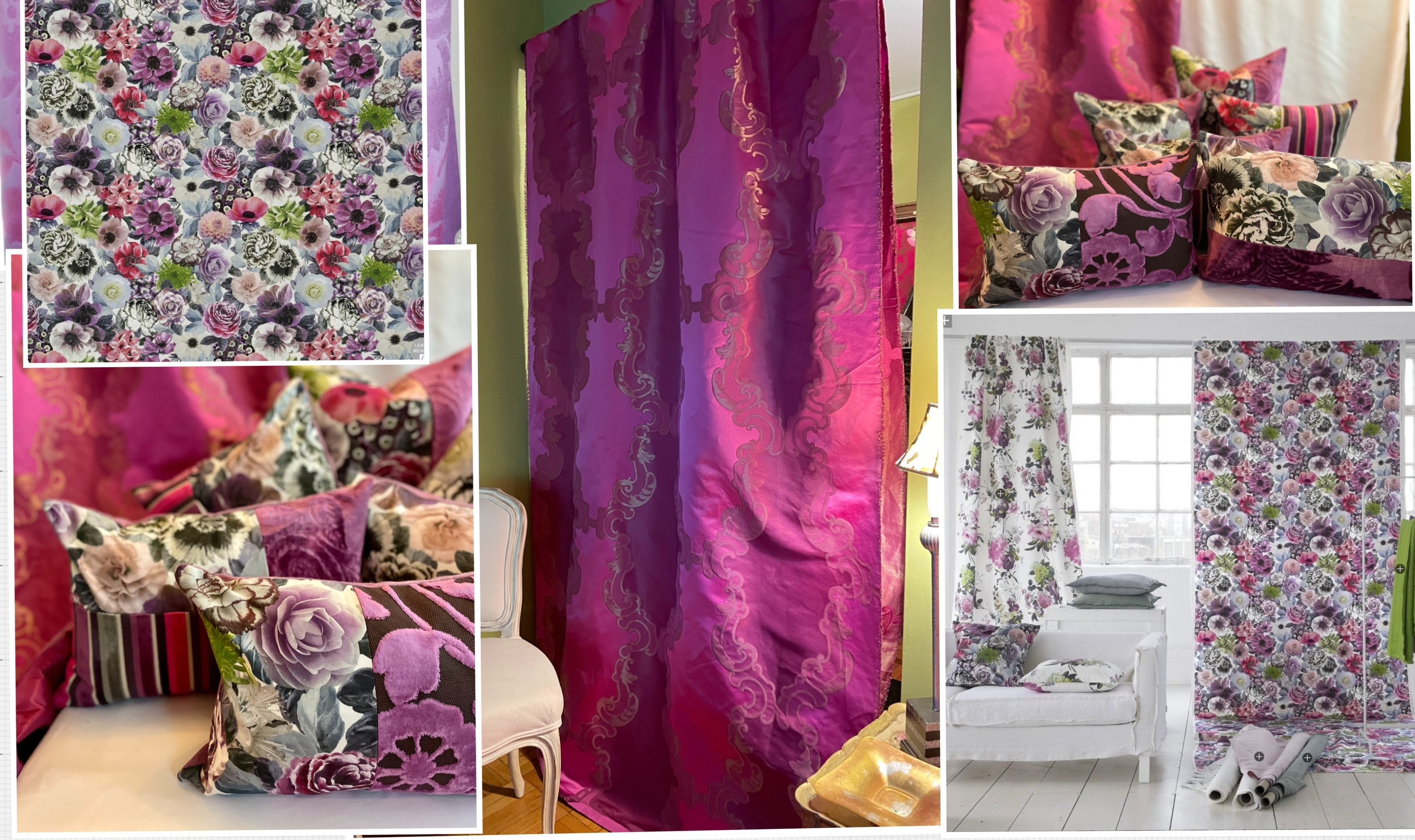 Designers Guild Purple Woven Silk Jacquard Curtain Fabric, Upholstery ...
