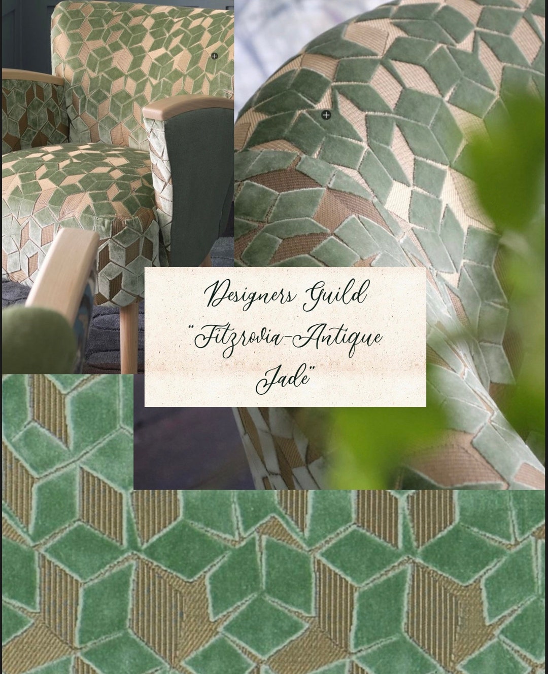 Designers Guild Fabricfitzrovia-antique Jade Cut Velvet, Upholstery ...