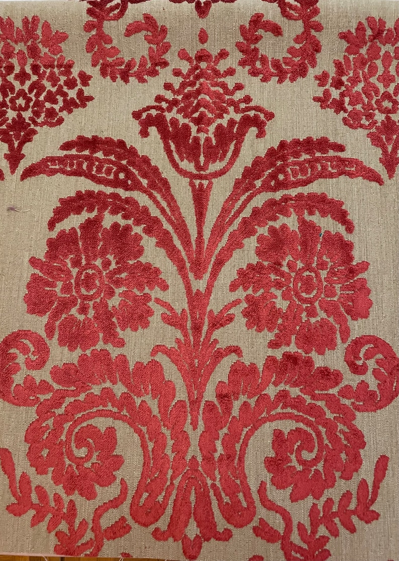 Designers Guild Fabric- "ombrione Scarlet" Red Cut Velvet -upholstery ...
