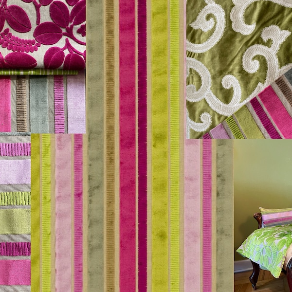 Pink Velvet Upholstery Stripe - Etsy