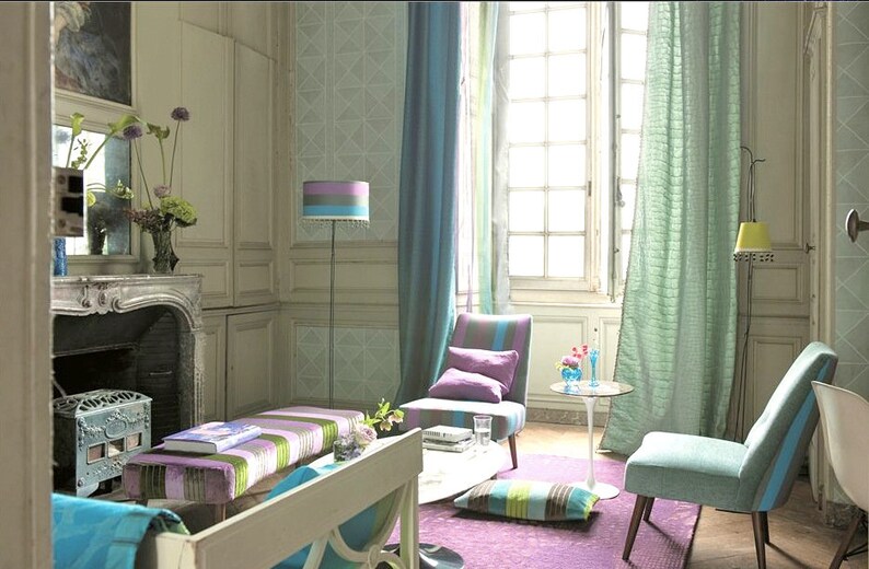 Designers Guild Fabric musette Aqua Blue Printed - Etsy