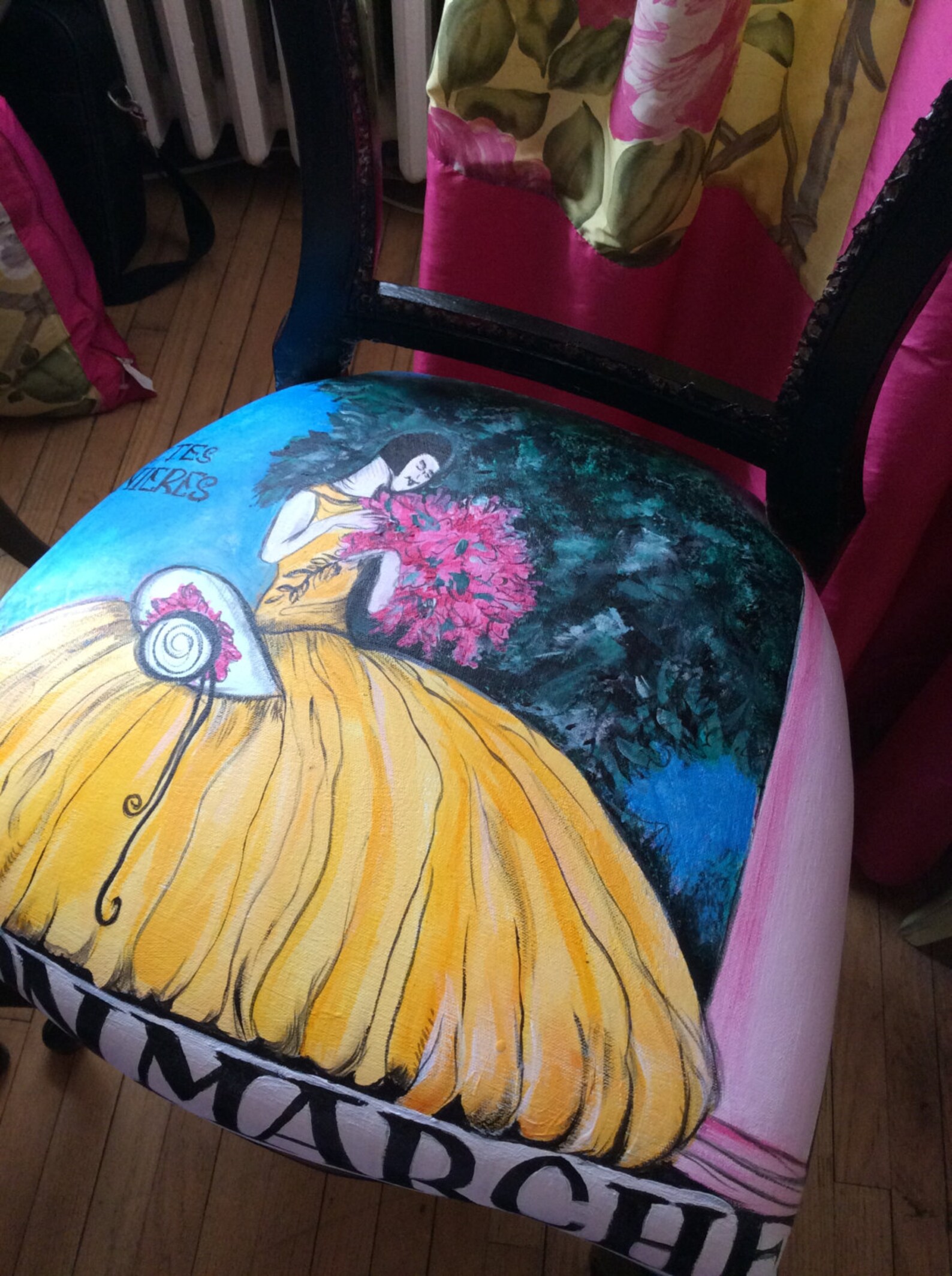 Upcycled Hand Painted Upholstered Dining Chairs in Vintage | Etsy