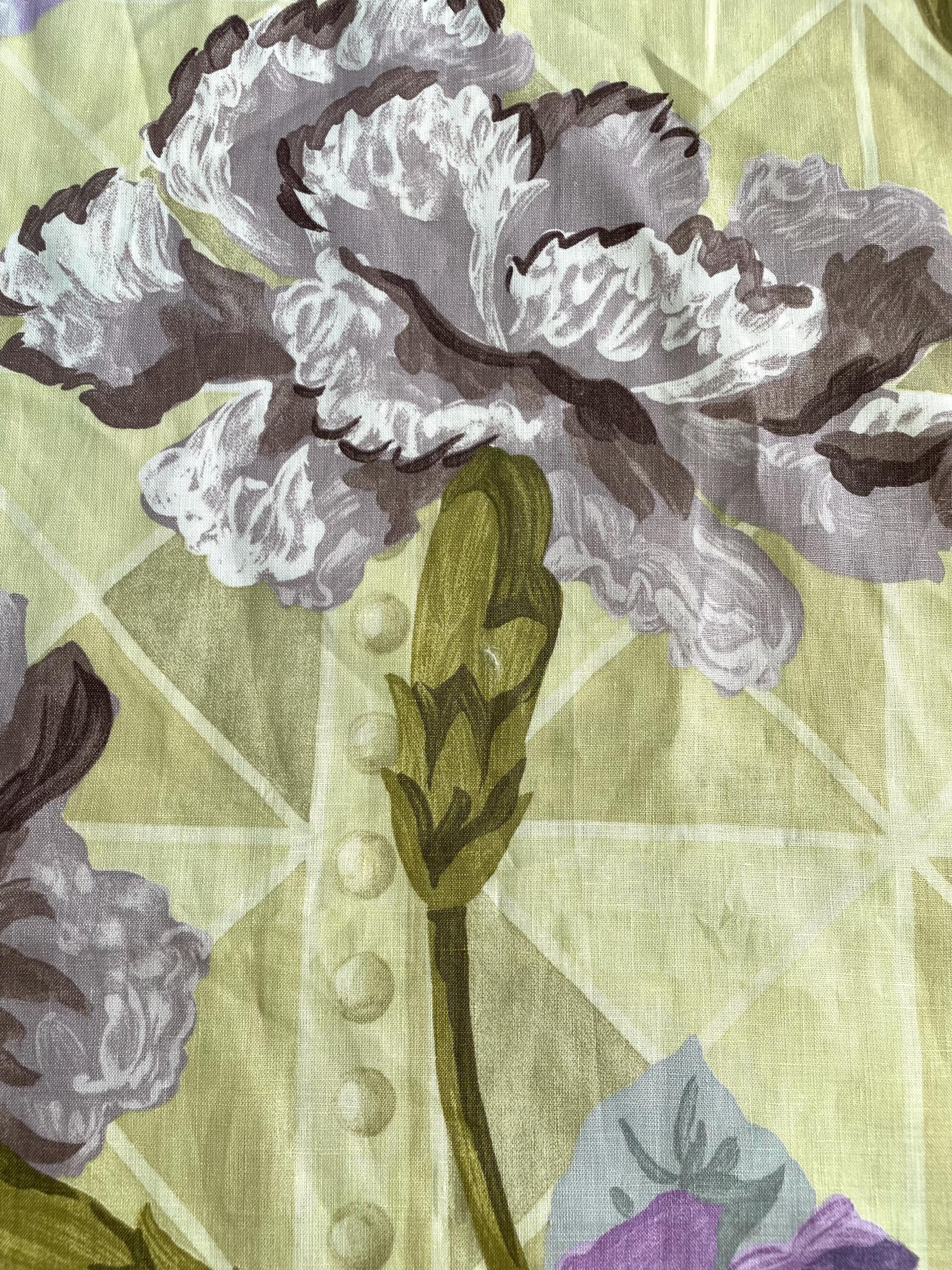 Designers Guild "dujardins" Purple and Green, Printed Linen Curtain ...