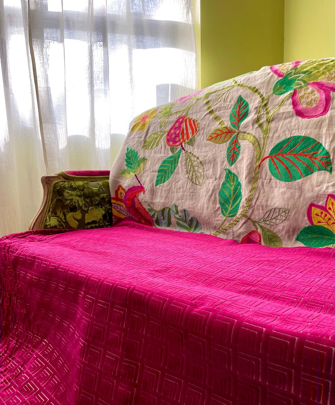 Upcycled-antique Loveseat-designers Guild-“firth” Velvet Weave-manual ...