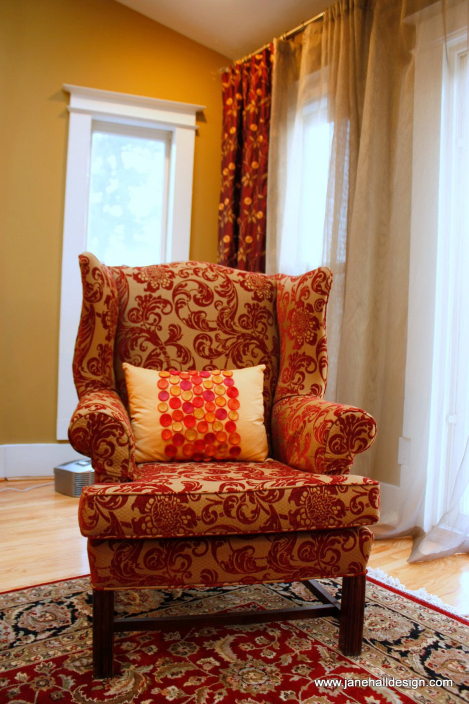 Upcycled Upholstered Wing Chair Bohemian Style Red Chenille - Etsy