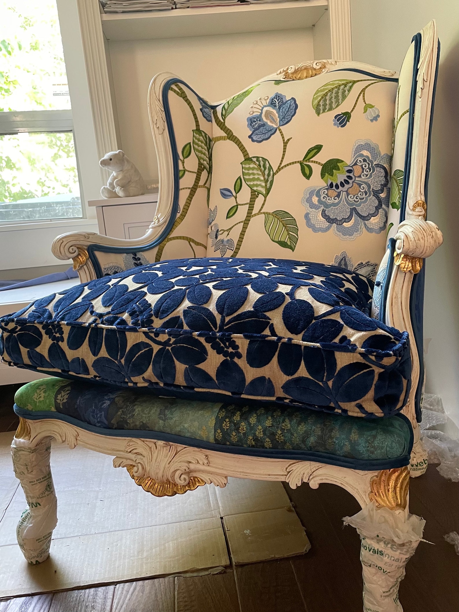 Upcycled Upholstered Antique Wing Chair Designers Guild - Etsy