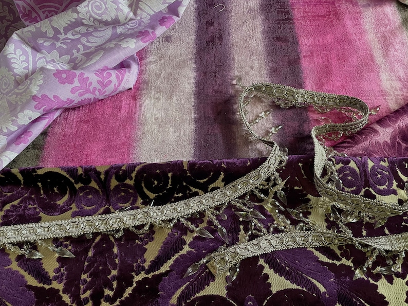 Designers Guild “phipps Aubergine” Purple, Pink Cut Velvet, Upholstery ...