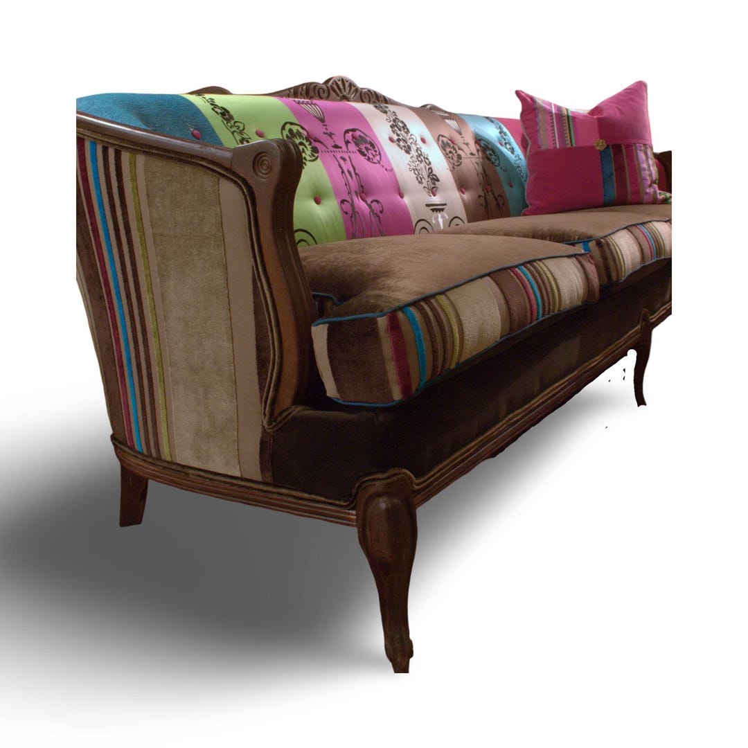 Designers Guild-recycled-vintage Sofa- Teal-brown-magenta- Velvet and ...