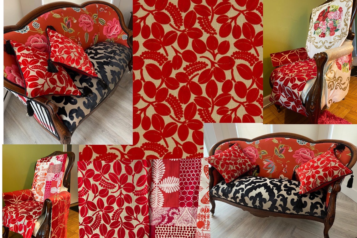 Harlequin Fabrics- “pascha” Red Cut Velvet-upholstery Fabric, From Jane ...