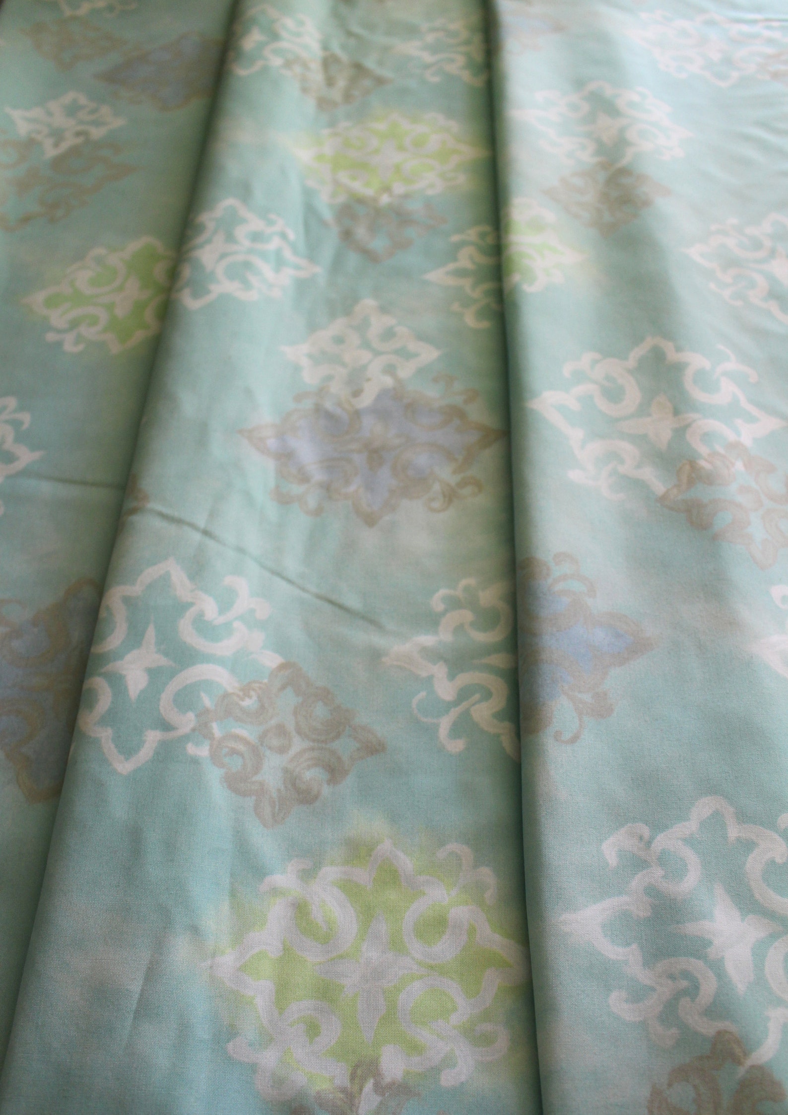 Designers Guild Fabric Aqua Blue Green Cotton Print Curtain | Etsy