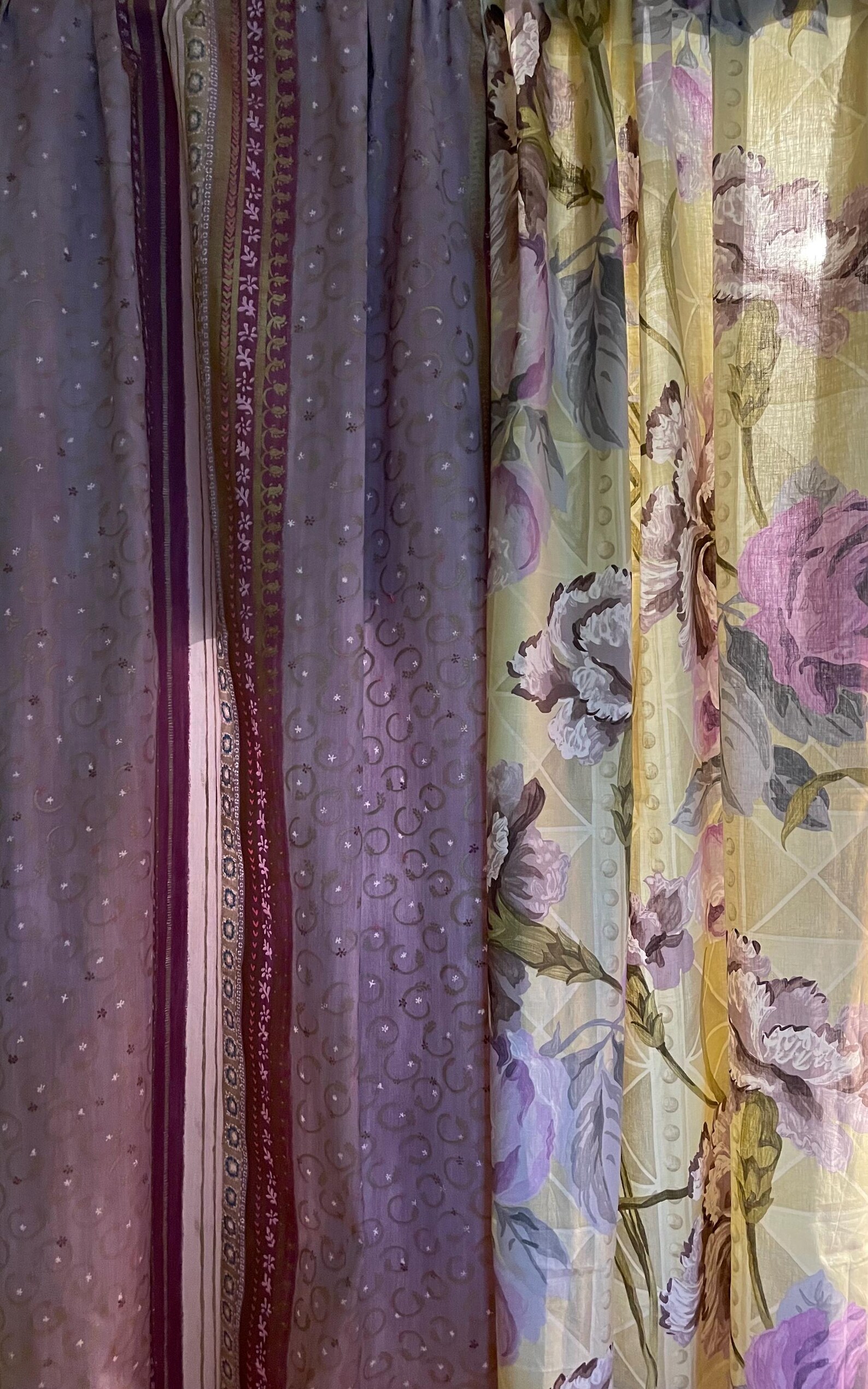 Designers Guild "dujardins" Purple and Green, Printed Linen Curtain ...