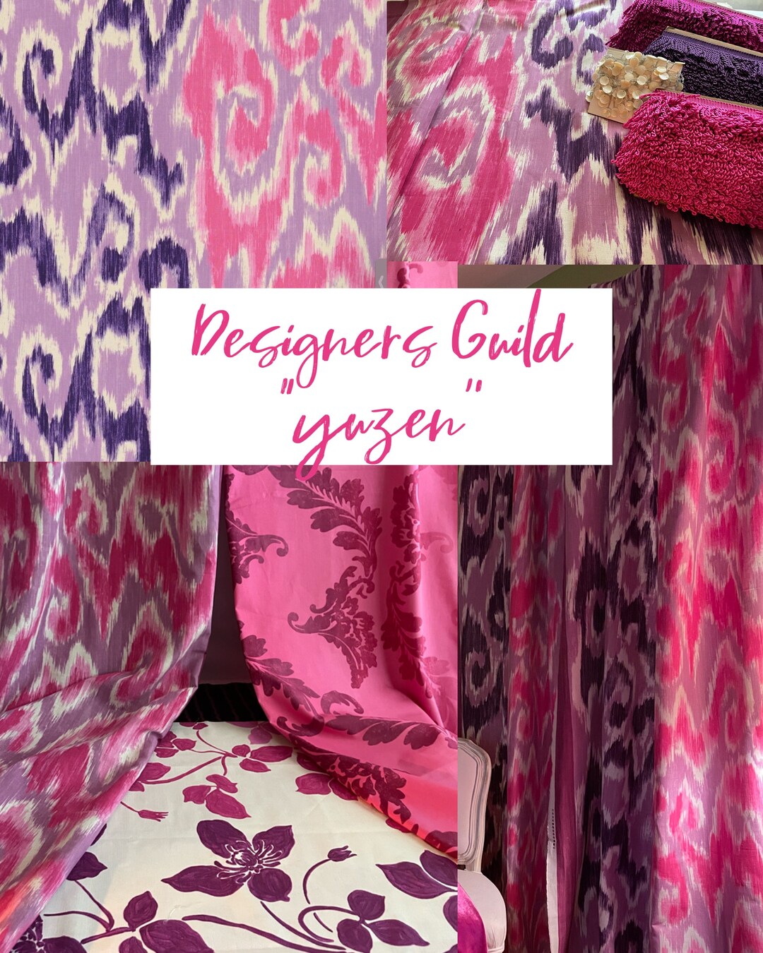 Designers Guild Fabric, sungadi Magenta Purple, Pink, Printed Linen ...
