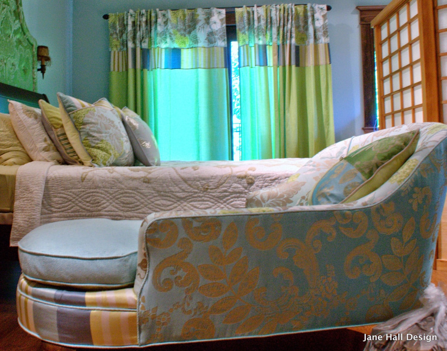 Designers Guild-upcycled- 1940’s-vintage-chaise Lounge-aqua Blue ...