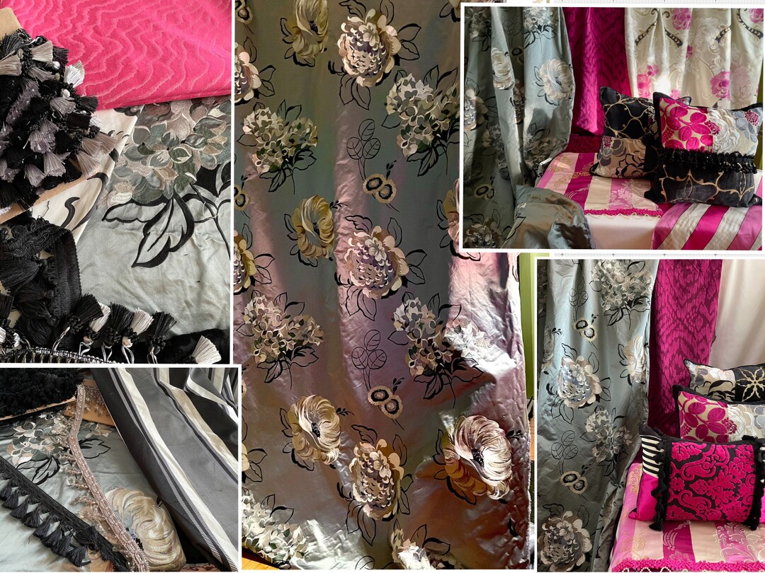 Designers Guild, Custom Made Curtains-roman Blinds in Embroidered Silk ...