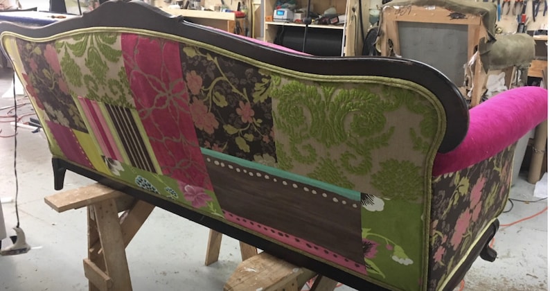 Upcycled 1920s Vintage Sofa: Designers Guild Pink & Green Velvet - Etsy