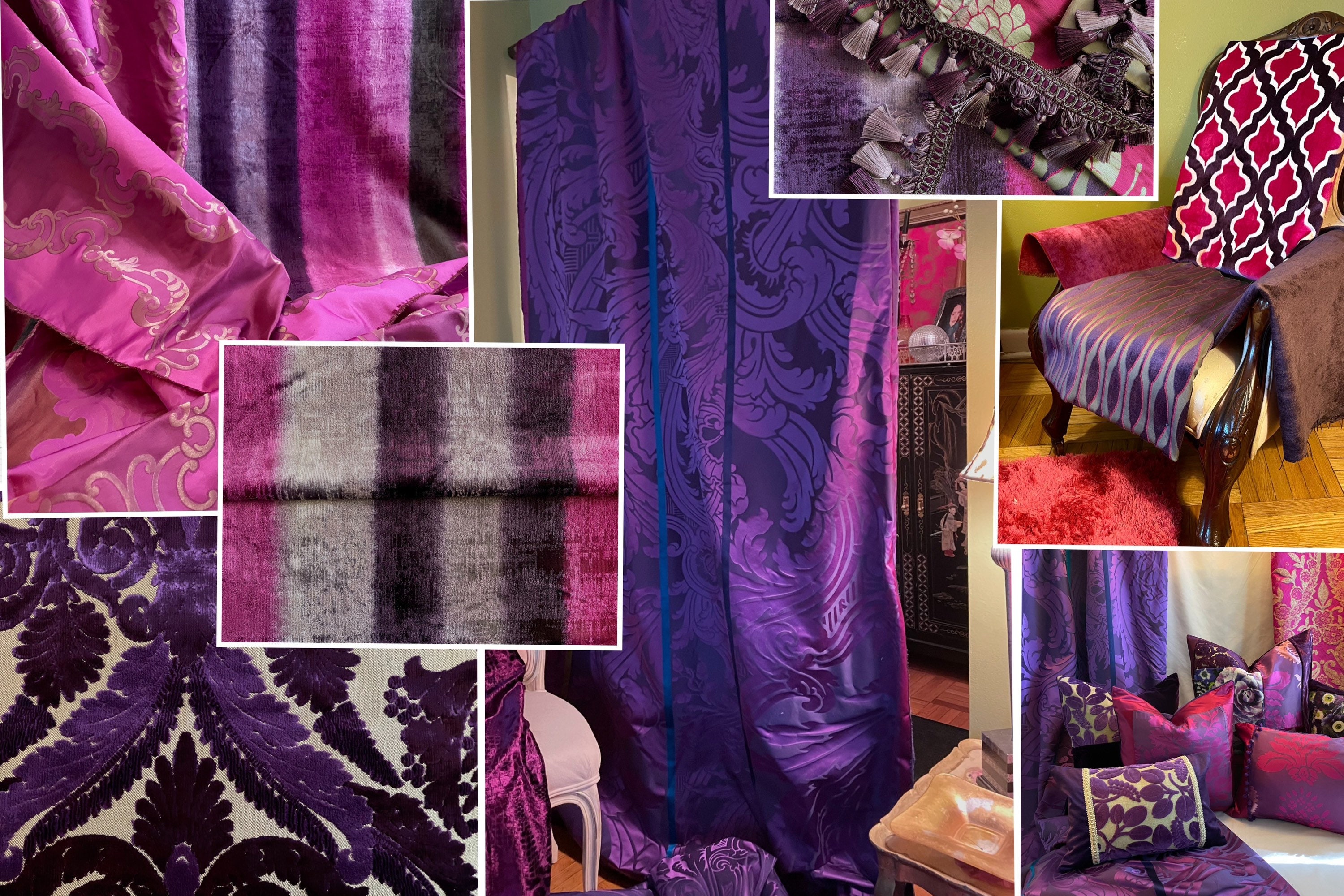 Designers Guild “phipps Aubergine” Purple, Pink Cut Velvet, Upholstery ...