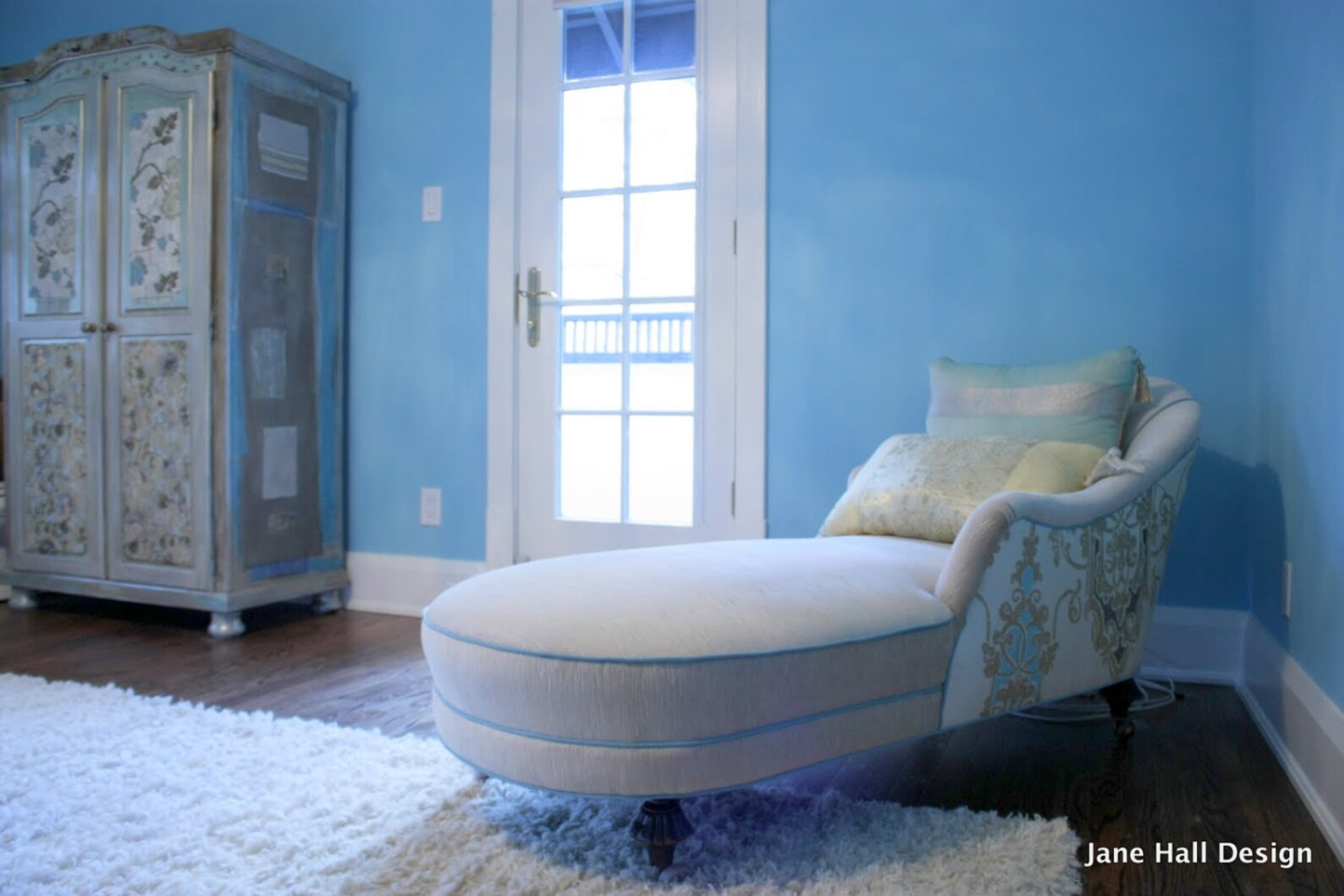 Upcycled, Upholstered- 1940's Chaise Lounge- Aqua Blue- Beige ...
