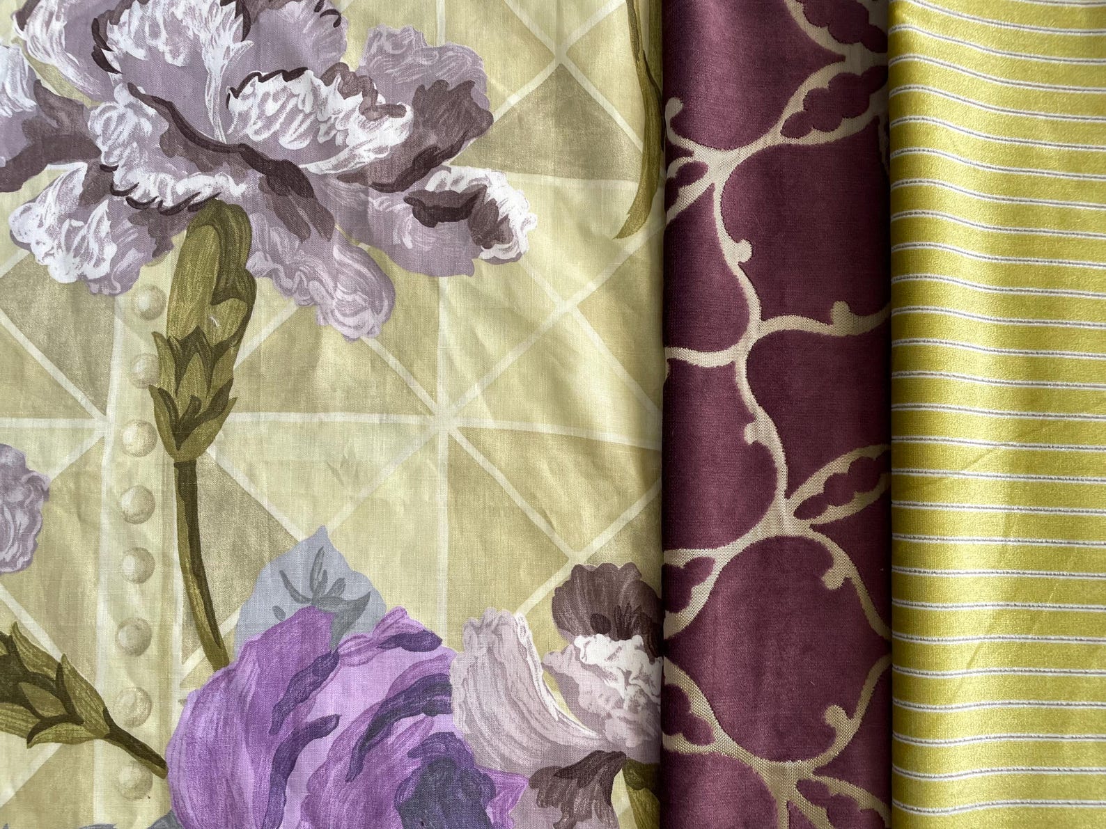 Designers Guild "dujardins" Purple and Green, Printed Linen Curtain ...