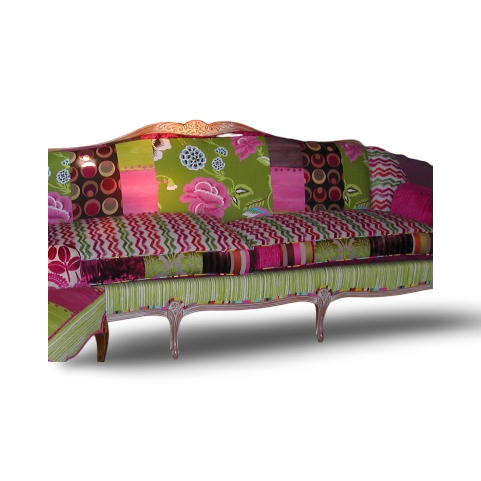 Upcycled 1920s Vintage Sofa: Designers Guild Pink & Green Velvet - Etsy