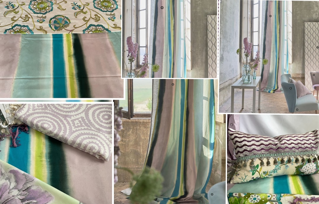 Designers Guild, eau De Nil,custom Curtain Panels-roman Blinds, in ...