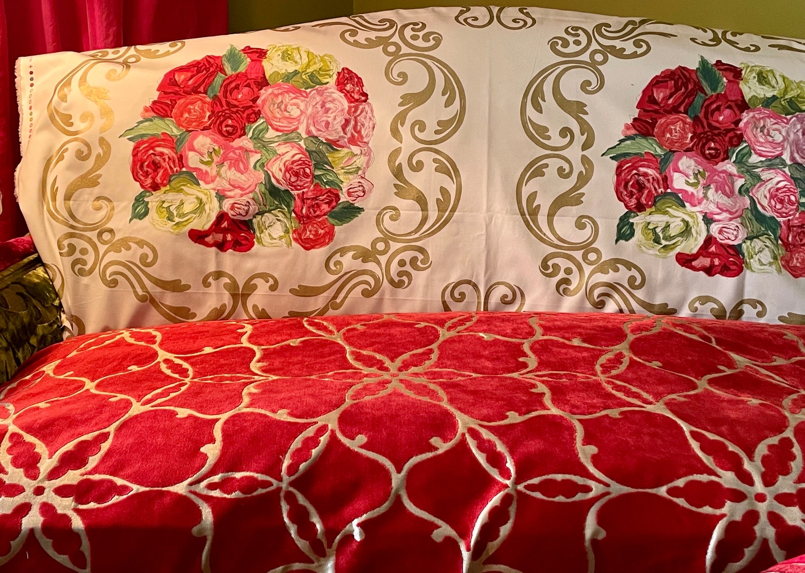 Harlequin Fabrics- “pascha” Red Cut Velvet-upholstery Fabric, From Jane ...