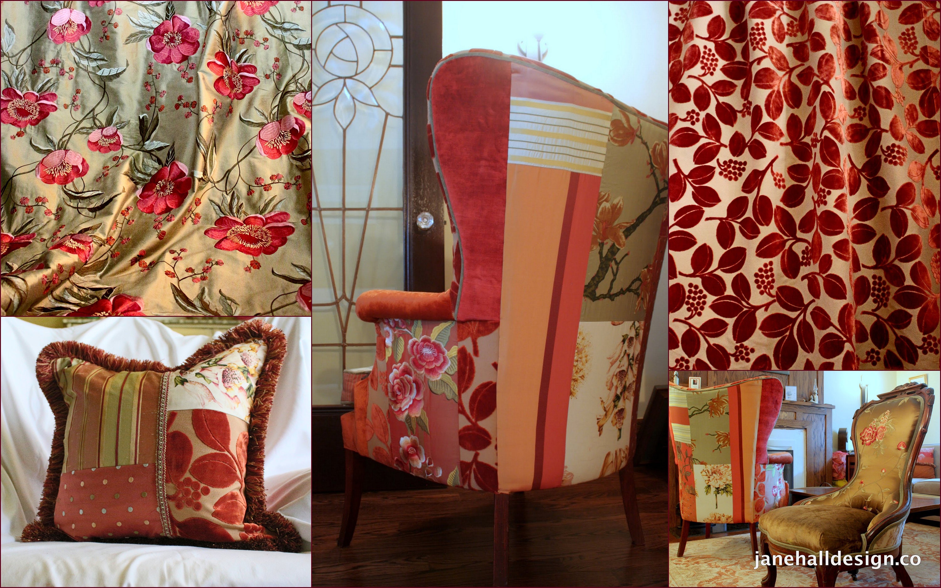 Upcycled-antique Victorian- Upholstered Sofa- Terra Cotta- Cut Velvet ...