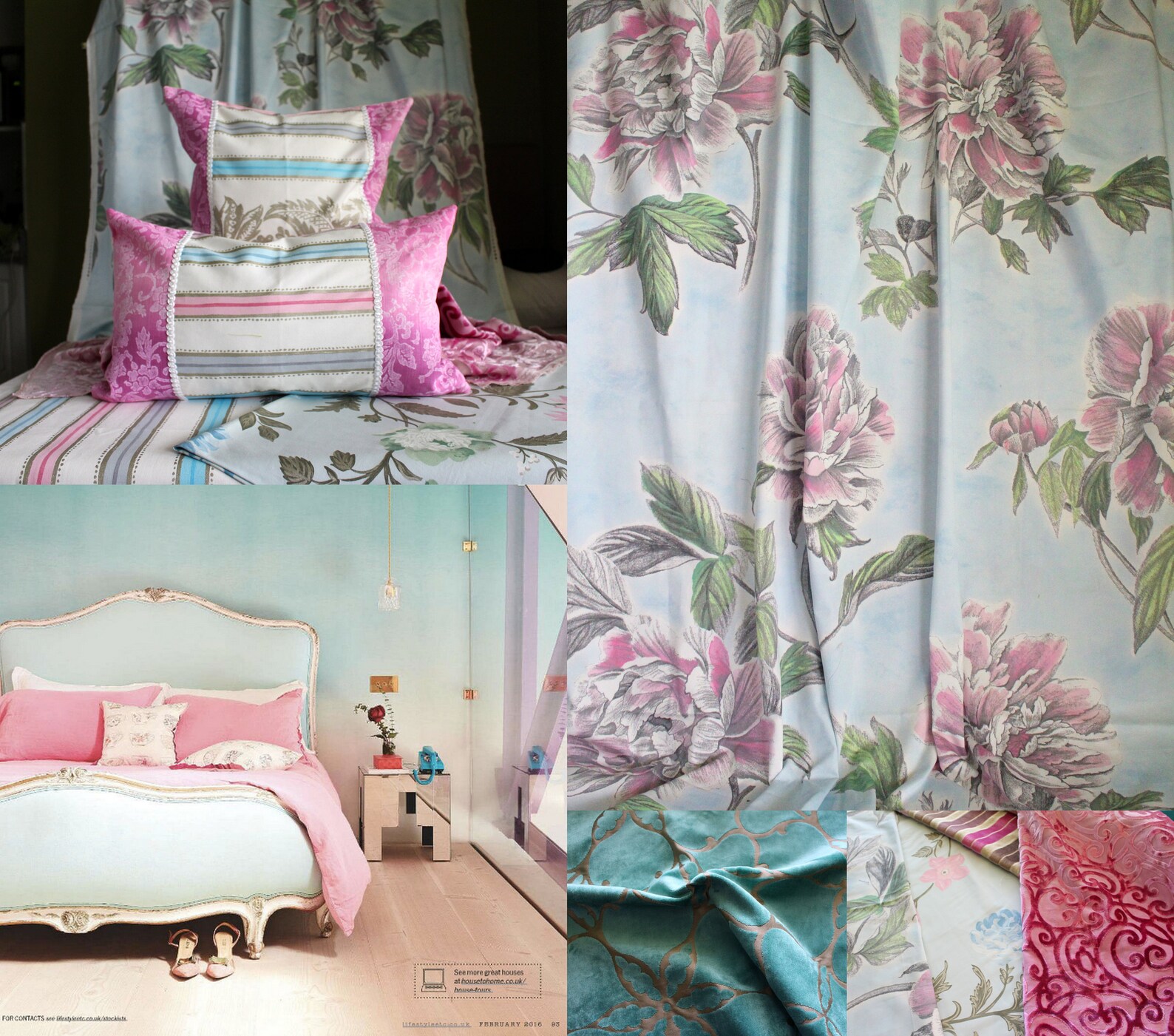 Designers Guild Fabric musette Aqua Blue Printed - Etsy