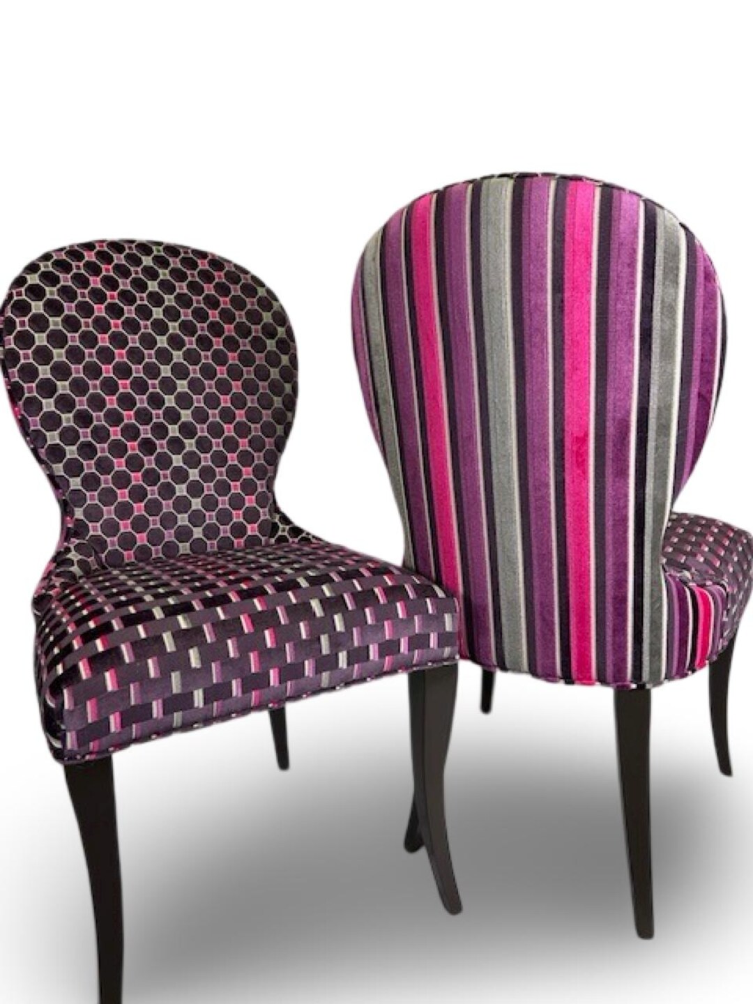 Magenta Purple Velvet Upholstered Dining Chair - Designer Guild Fabric ...