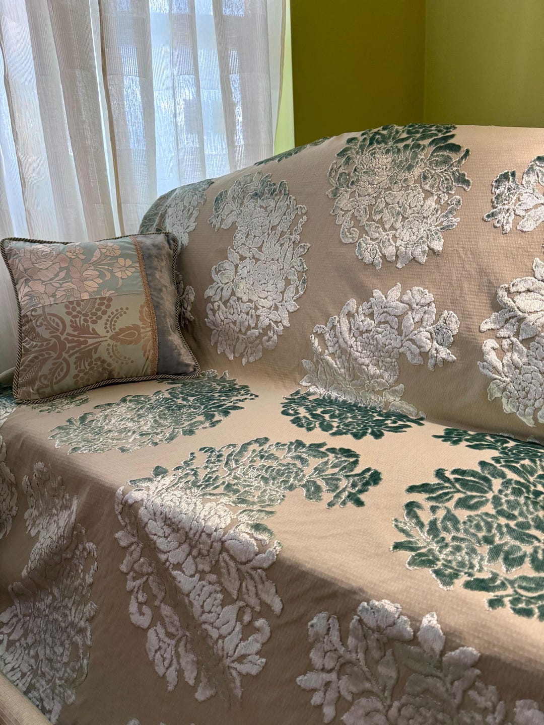 Osborne and Little- “soubise” Aqua Blue-cut Velvet Upholstery Fabric ...