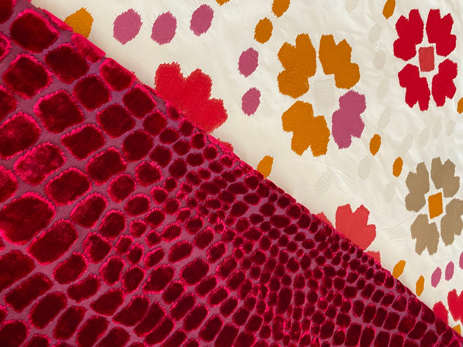 Designers Guild Fabrics, "nabucco" Cherry Red, Cut Velvet Fabric, From ...