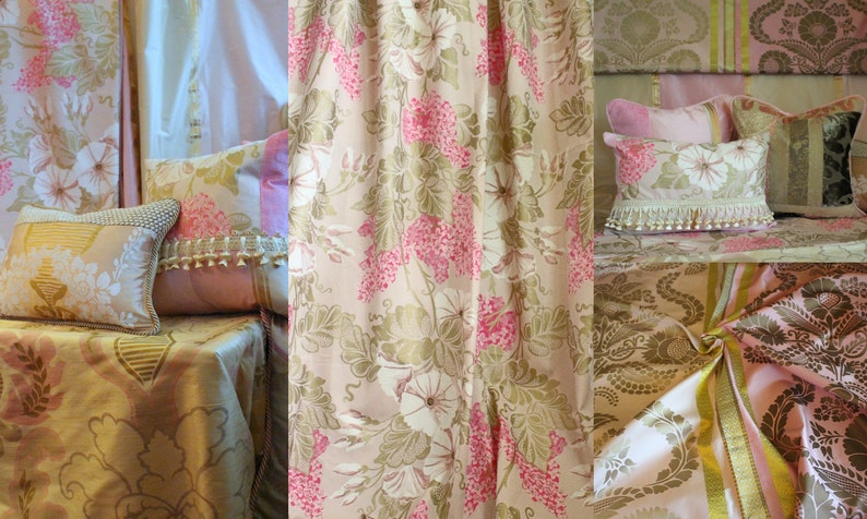 Designers Guild Fabricspink and Gold Striped Silk Curtain - Etsy