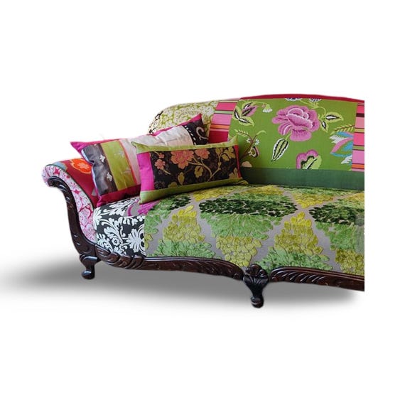 1920s Couch Styles Vibrant Vintage Sofa With Colorful Upholstery